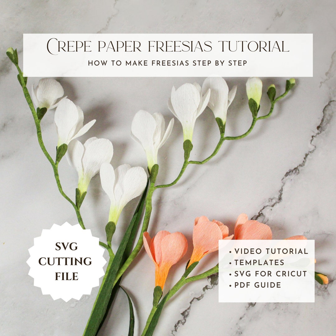 Crepe Paper Freesia Flower Template, SVG Files and PDF Pattern - Etsy