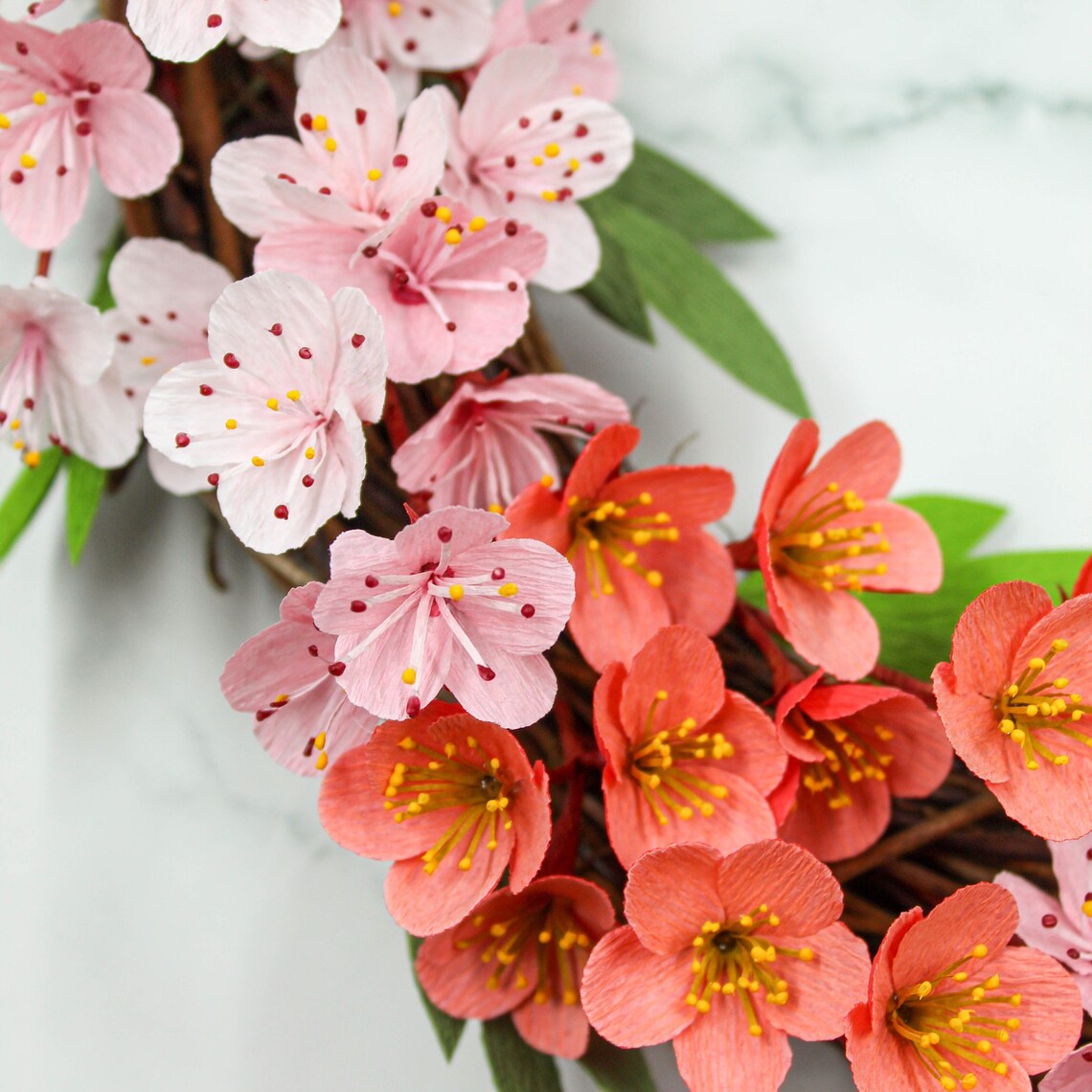 Cherry Blossom Wreath Paper Flower Wreath Paper Cherry - Etsy