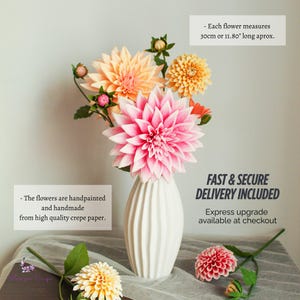 Crepe Paper Dahlia Bouquet, Realistic Wedding Centerpiece, Handmade ...