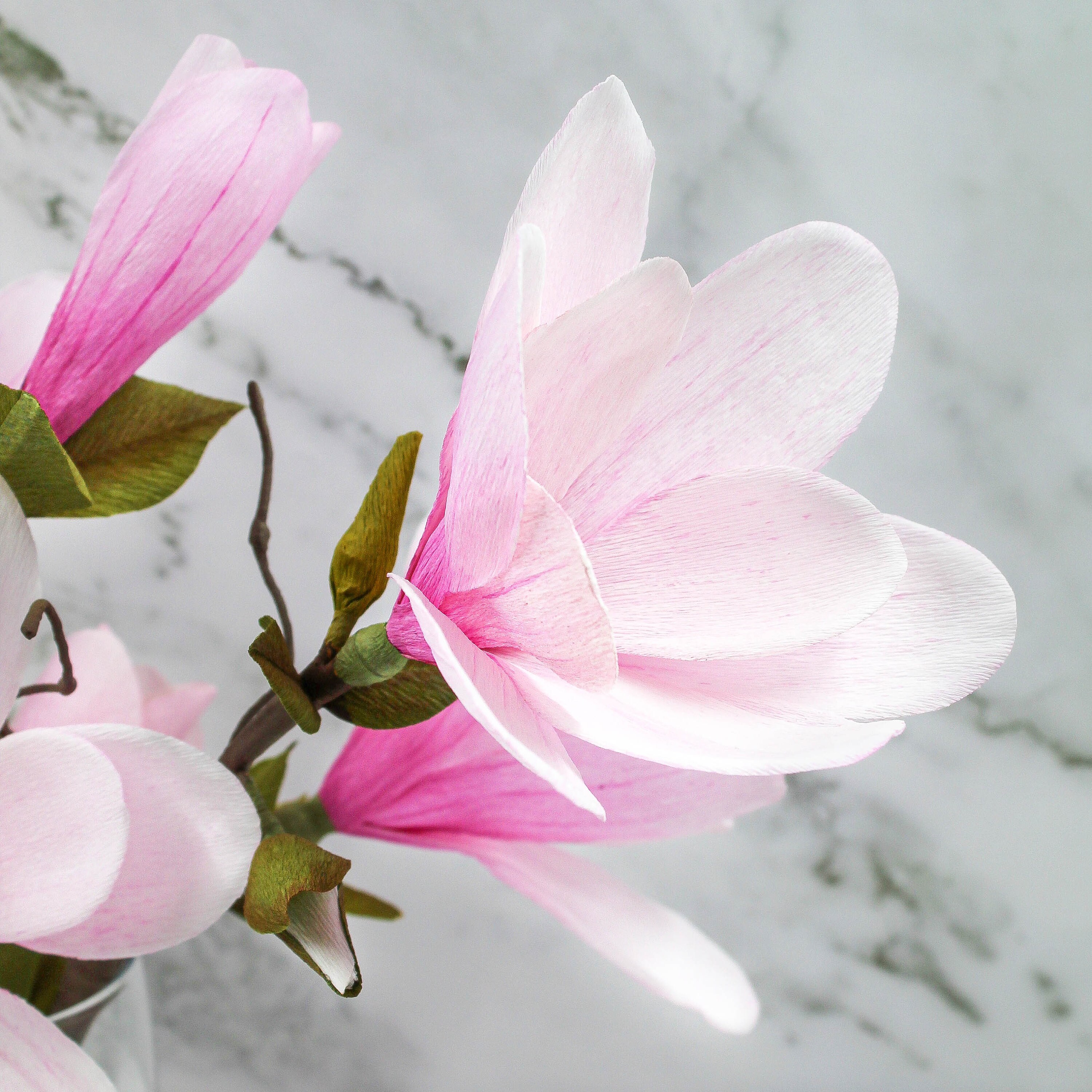 Paper Magnolia Flower Pink Magnolia Branch Crepe Paper | Etsy