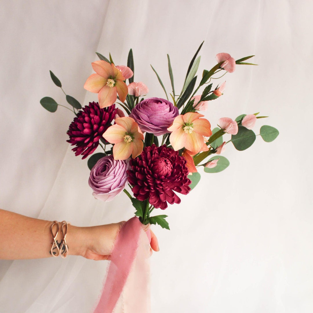 Handmade Crepe Paper Flower Bouquet, Fall Paper Flower Arrangement ...
