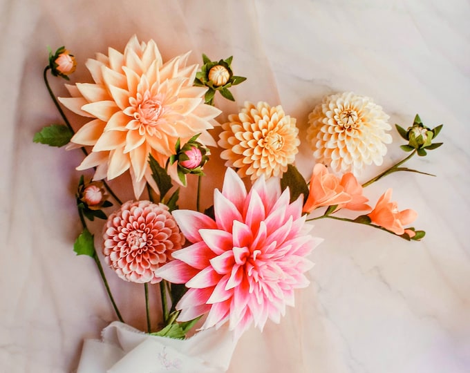 Crepe Paper Dahlia Paper Flowers for Weddings Home Decor Baby Showers ...