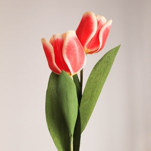 Crepe Paper Tulip Flowers Bouquet, Handmade Realistic Spring Floral ...