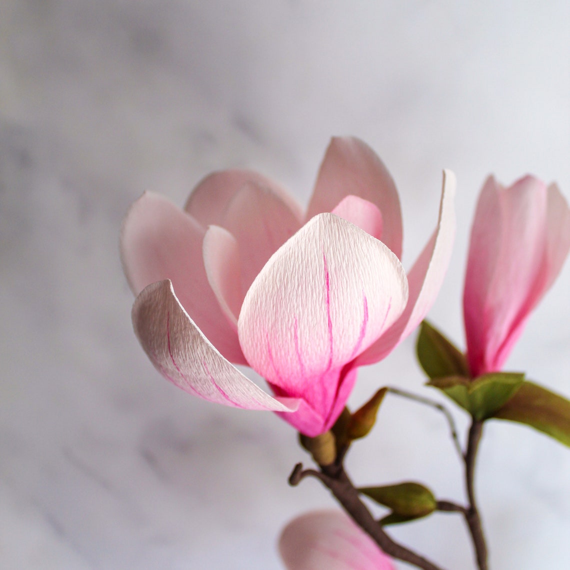 Paper Magnolia Flower Pink Magnolia Branch Crepe Paper - Etsy