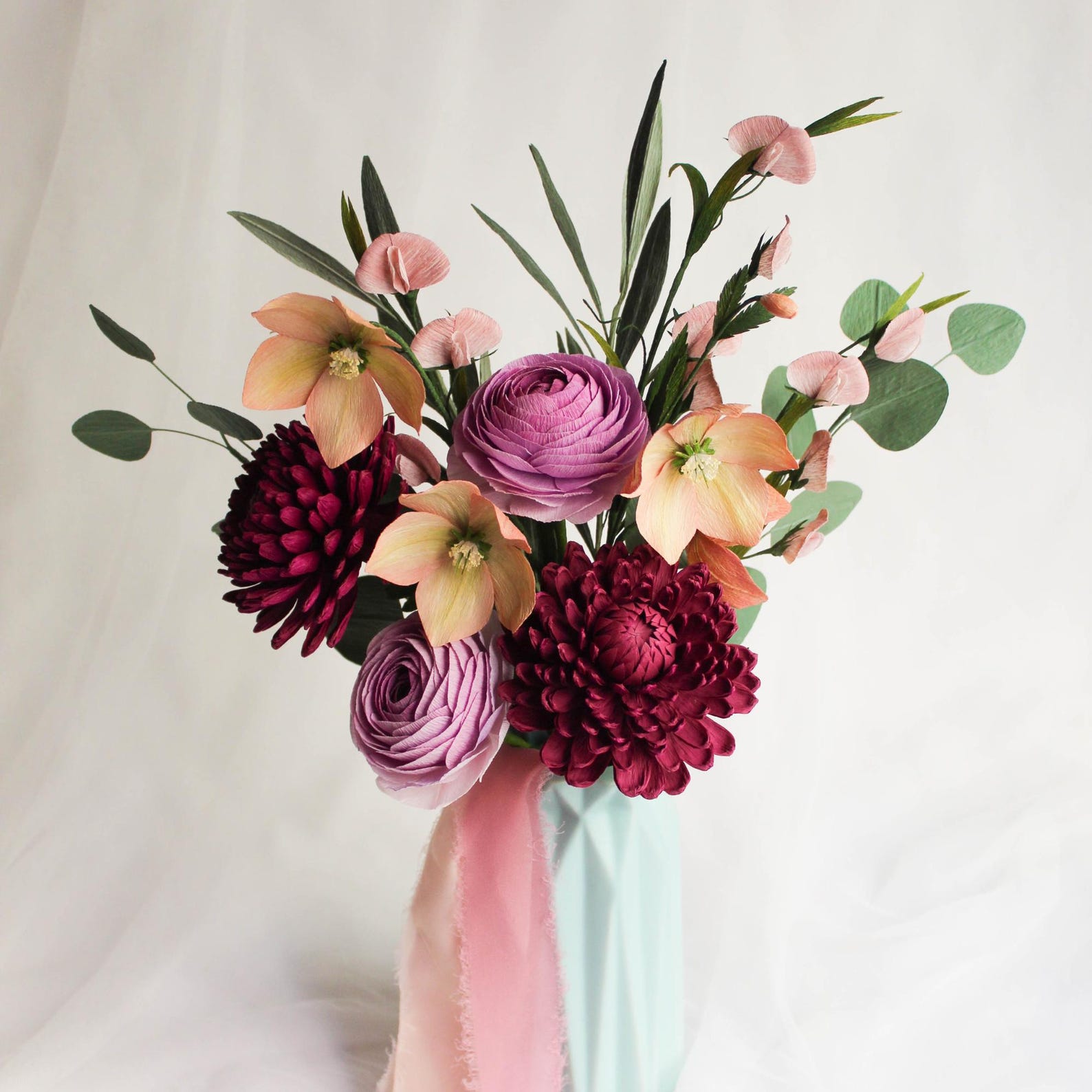 Fall Crepe Paper Bouquet, Handmade Everlasting Floral Arrangement for ...