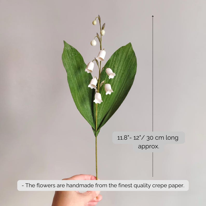 Lily of the Valley Paper Flower Stem, Handmade Crepe Flower, Spring ...