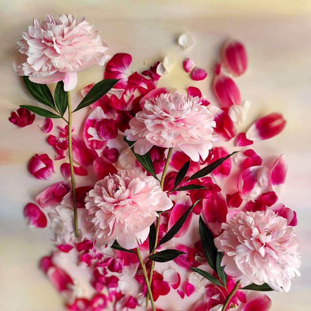 Crepe Paper Peony Stems, Realistic Paper Peonies, Bridal Bouquet ...