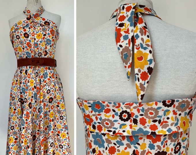CC41 1940s Halter Neck Linen Dress, 1940s Linen Dress, CC41 Dress ...