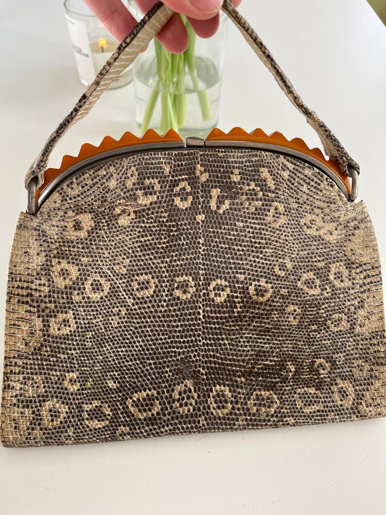 1930s Art Deco Lizard Handbag With Bakelite Trim - Etsy