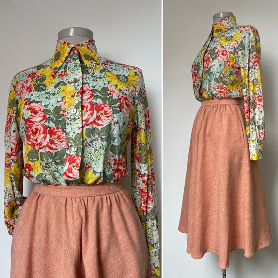 1970s YUKI (Gnyuki Torimaru) Skirt Suit, 1970s Peach … - Gem