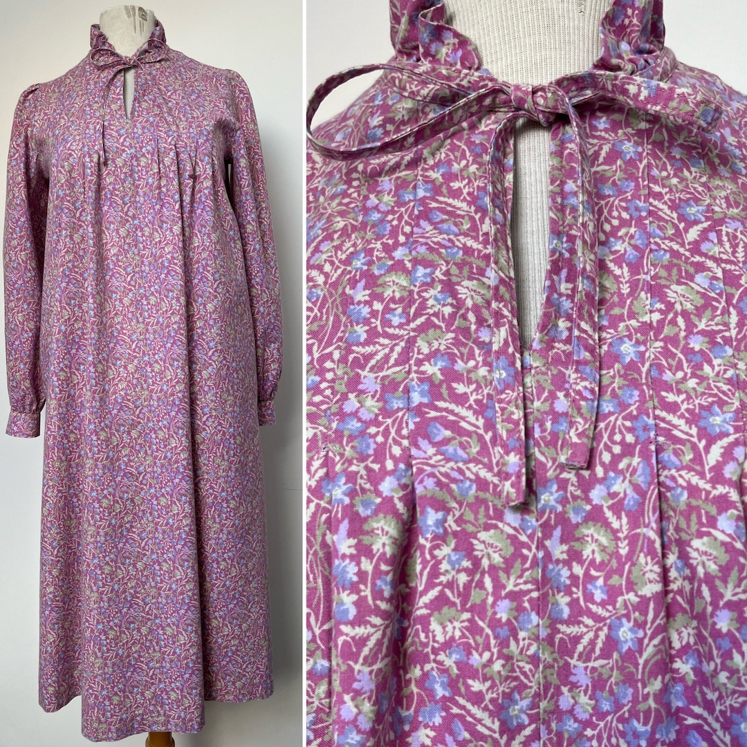 1970s LAURA ASHLEY Dress, Made in Holland, 1970s Frill Collar Dress ...