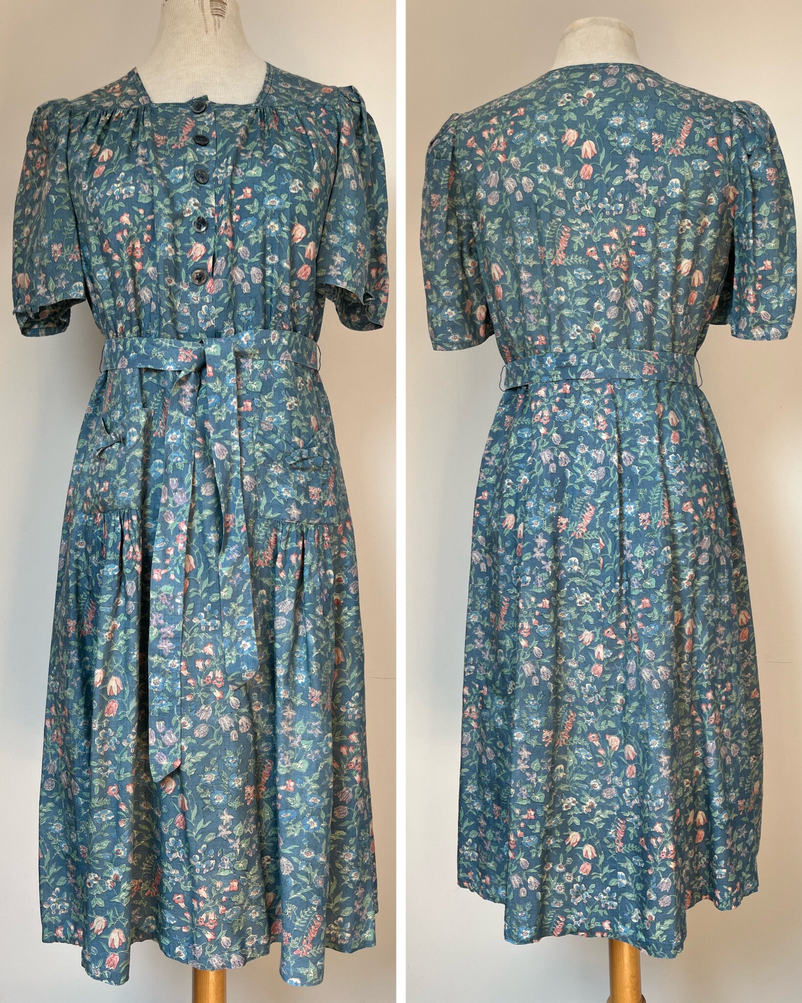 1940s Silk Day Dress 1940s Dress 1940s Air Force Blue Dress - Etsy