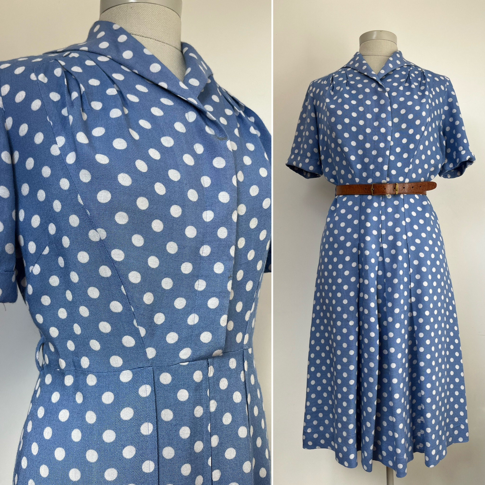 1940s CC41 Moygashel Day Dress, Polka Dots, Size 38” - Etsy UK