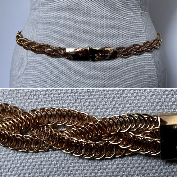 80s Woven Wire Belt, 80s Gold Belt, 80s Gold Metal Be… - Gem
