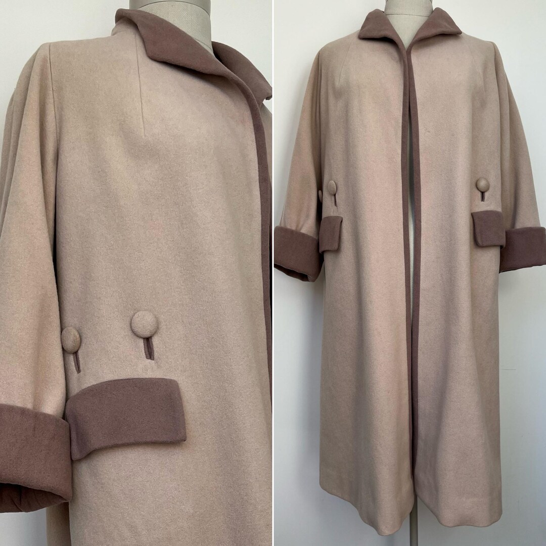 1950s Wool Coat, 1950s Edge to Edge Coat, 1950s Duster Coat 38” 40” 42 ...