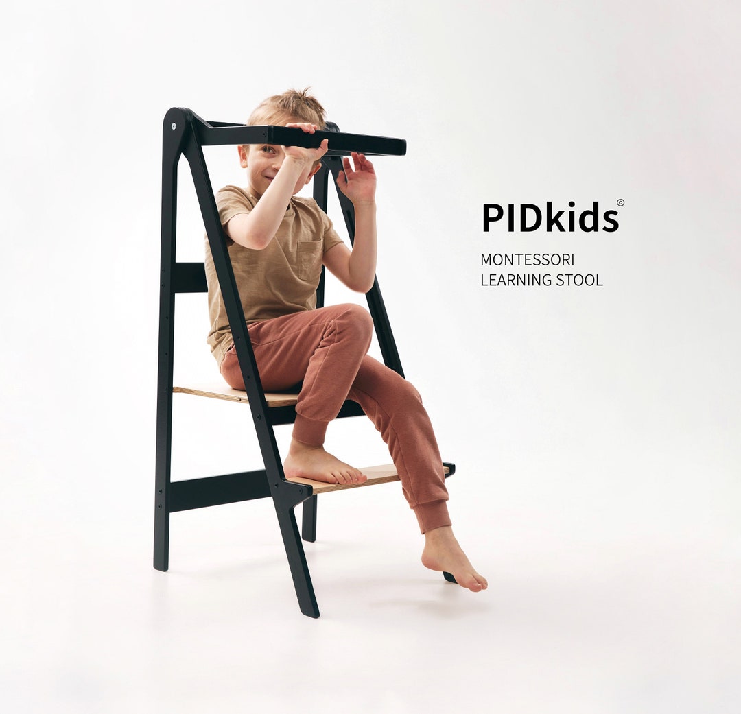 Foldable Montessori Learning Stool Adjustable Height Kitchen Step Stool ...