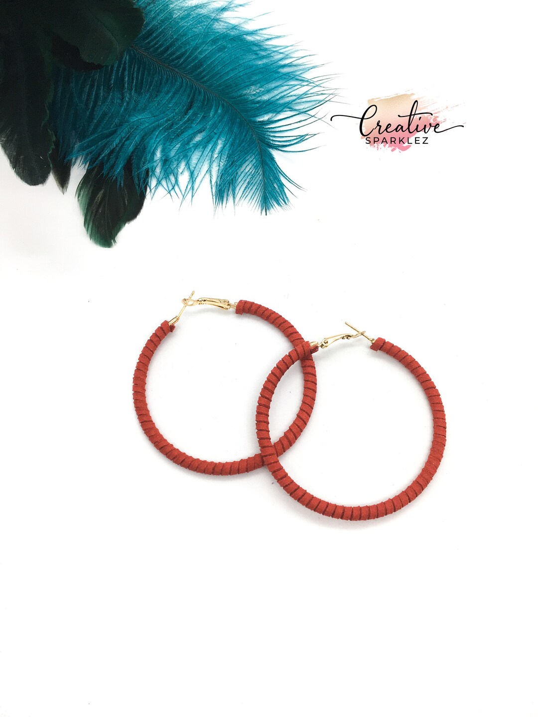Red Hoop Earrings, Red Statement Earrings, Large Hoop Earrings, Boho ...