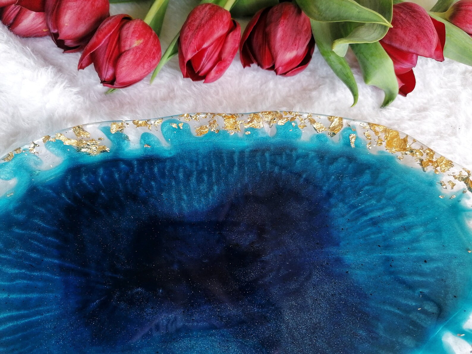 Large oval decorative tray. Resin tray resin trinket | Etsy