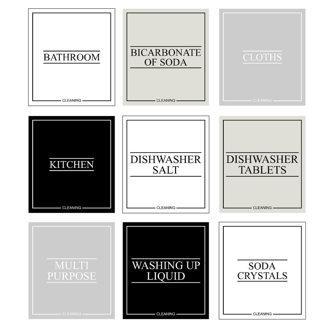 PRESET Waterproof CLEANING LABELS | Washing up Liquid, Disinfectant ...