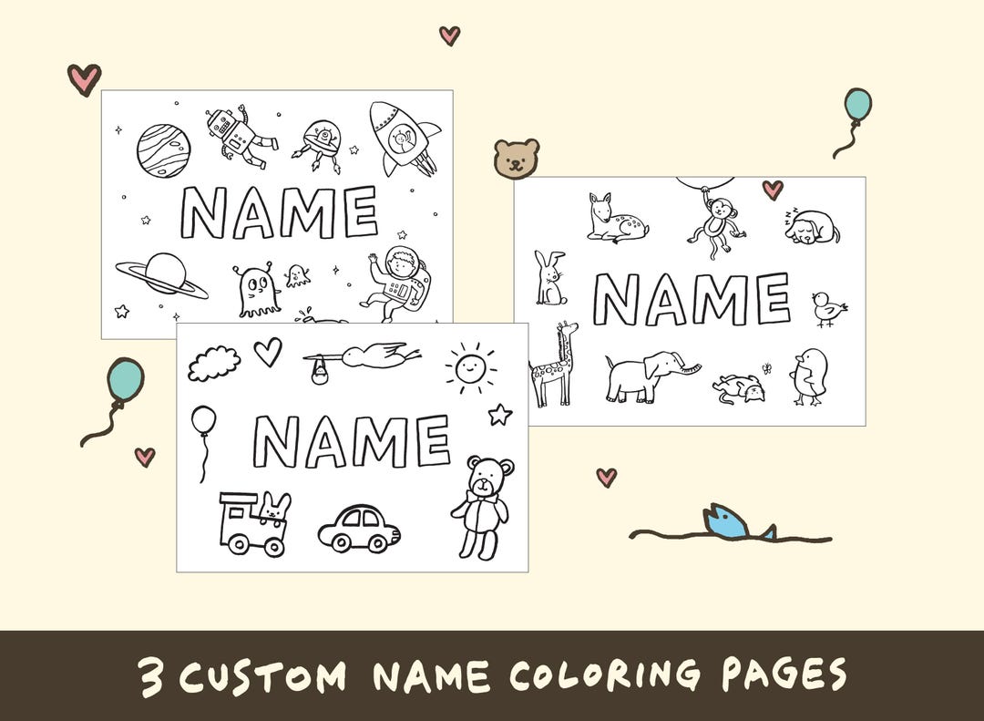 Printable Custom Name Coloring Pages for Kids, 3 Pages, 11.7x8.3"(a4 ...
