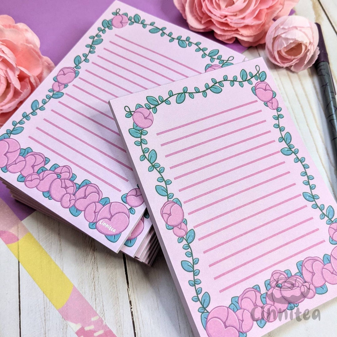 Floral 4x6 Memo Pad // Cute Kawaii Fruit Stationery - Etsy