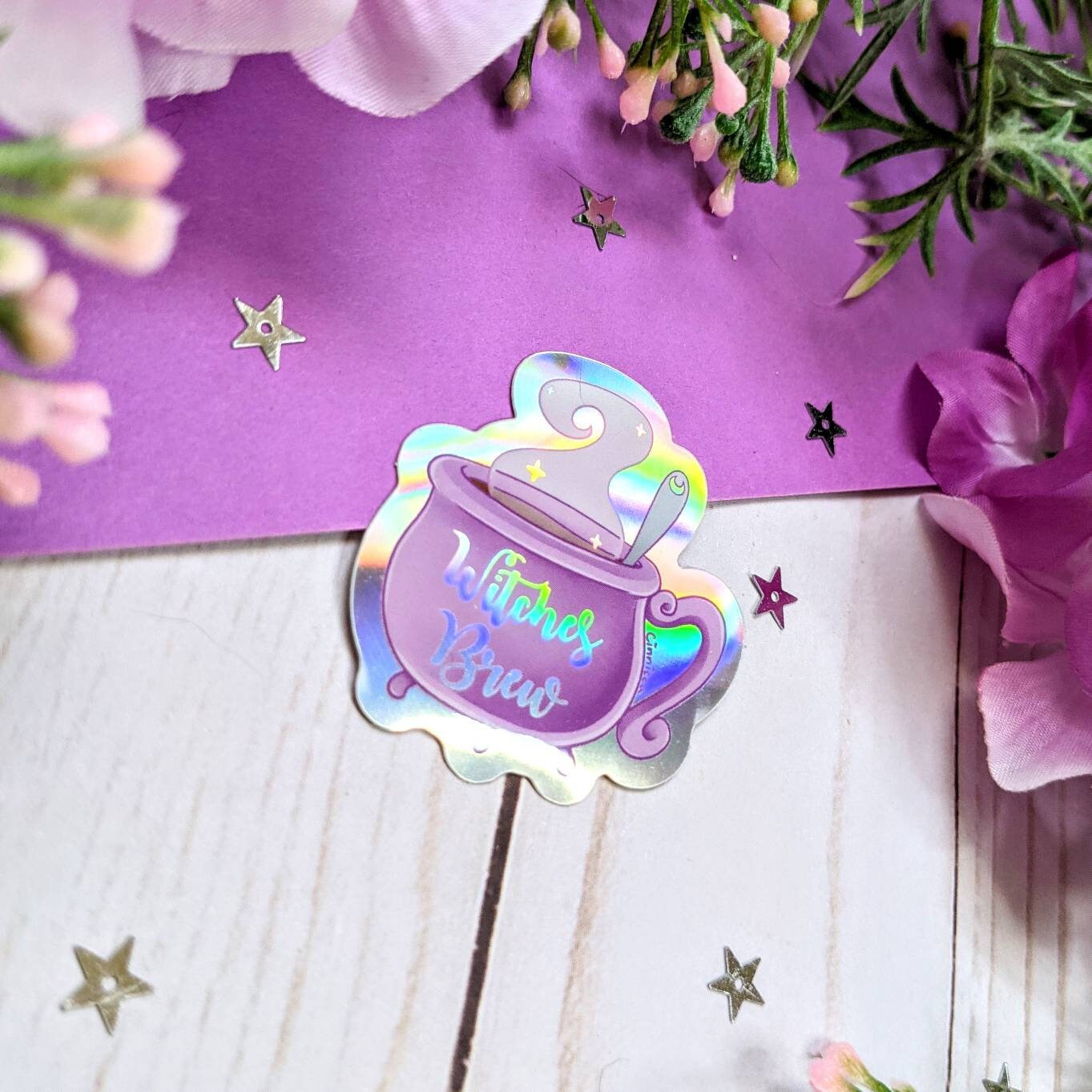 Holo Witches Brew Sticker // Holographic Effect Cute | Etsy