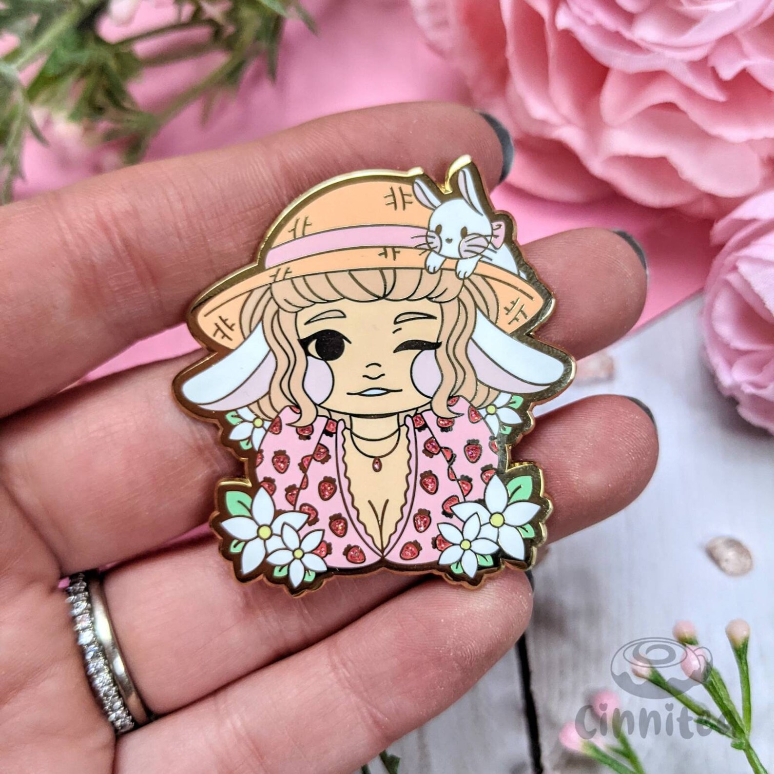 Cottagecore Enamel Pin Set // Cute Kawaii Bunny Cottage | Etsy