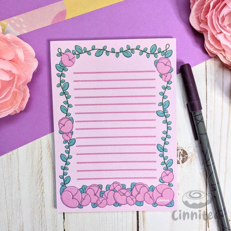 Floral 4x6 Memo Pad // Cute Kawaii Fruit Stationery - Etsy