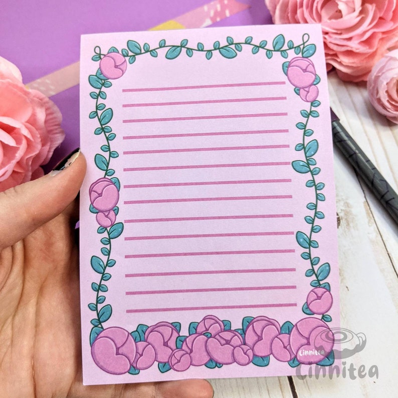 Floral 4x6 Memo Pad // Cute Kawaii Fruit Stationery - Etsy
