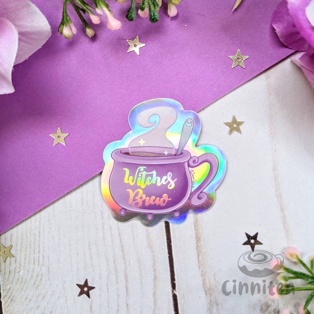 Holo Witches Brew Sticker // Holographic Effect Cute - Etsy