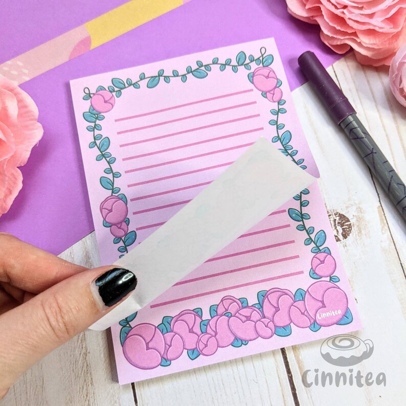 Floral 4x6 Memo Pad // Cute Kawaii Fruit Stationery - Etsy
