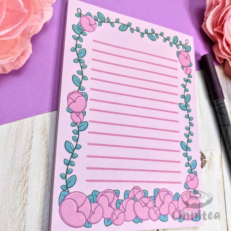 Floral 4x6 Memo Pad // Cute Kawaii Fruit Stationery | Etsy