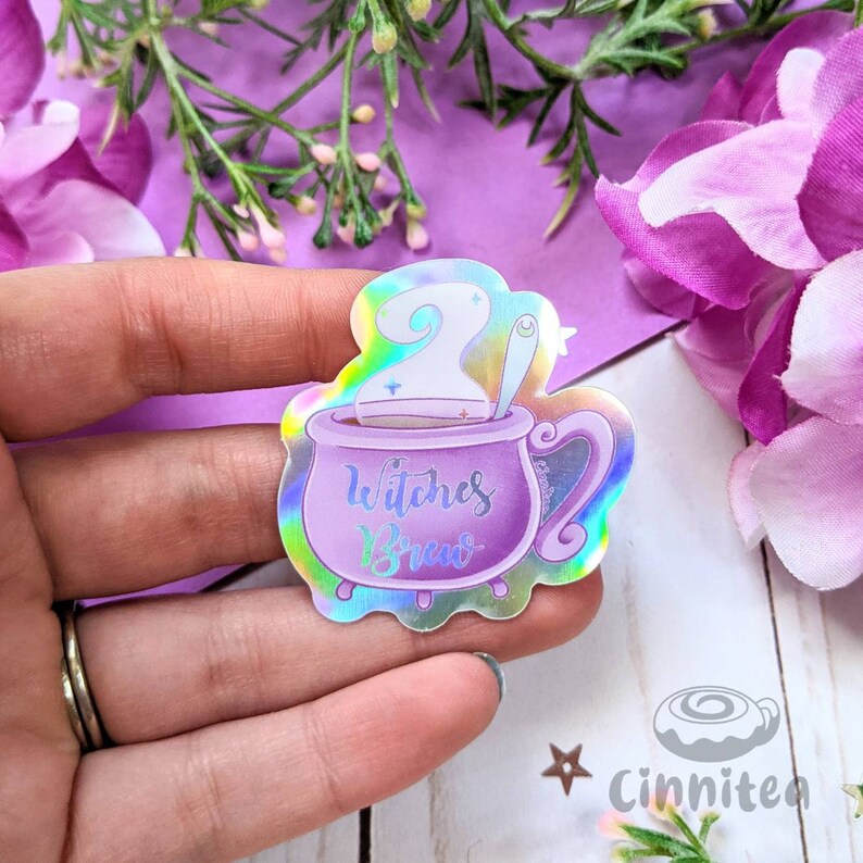 Holo Witches Brew Sticker // Holographic Effect Cute - Etsy