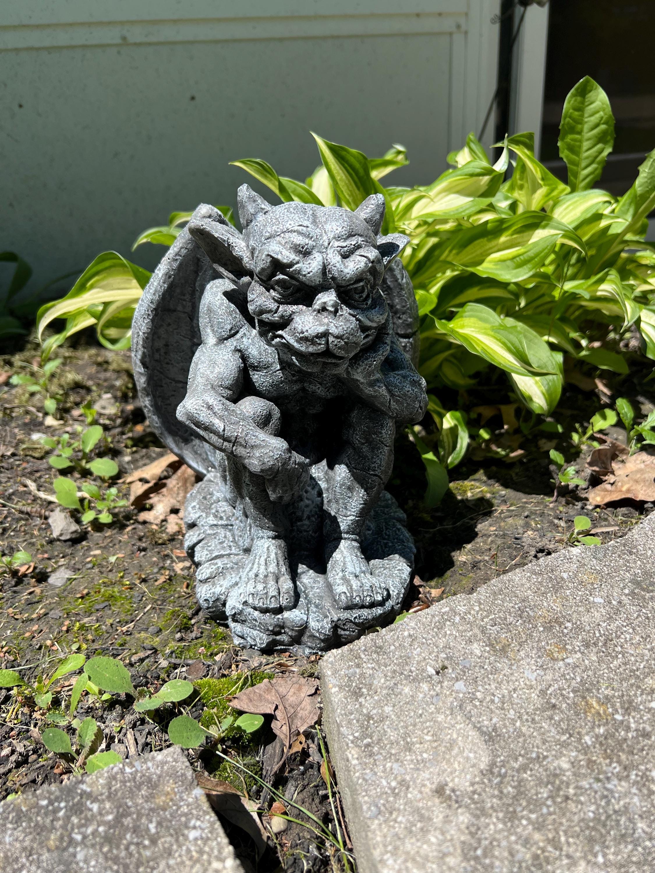 Concrete Gargoyle Statue: Hand-stained Garden Art Sculpture - Etsy