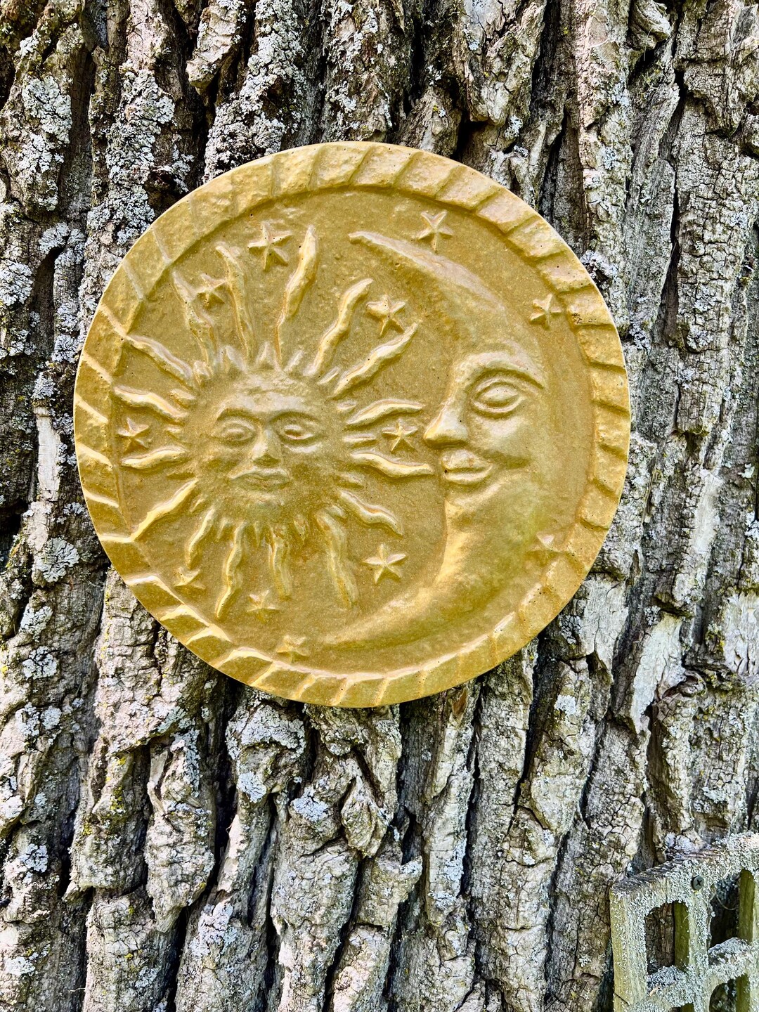 Hanging Plaque,sun Moon Plaque, Garden Decor,cement Plaque, Garden ...