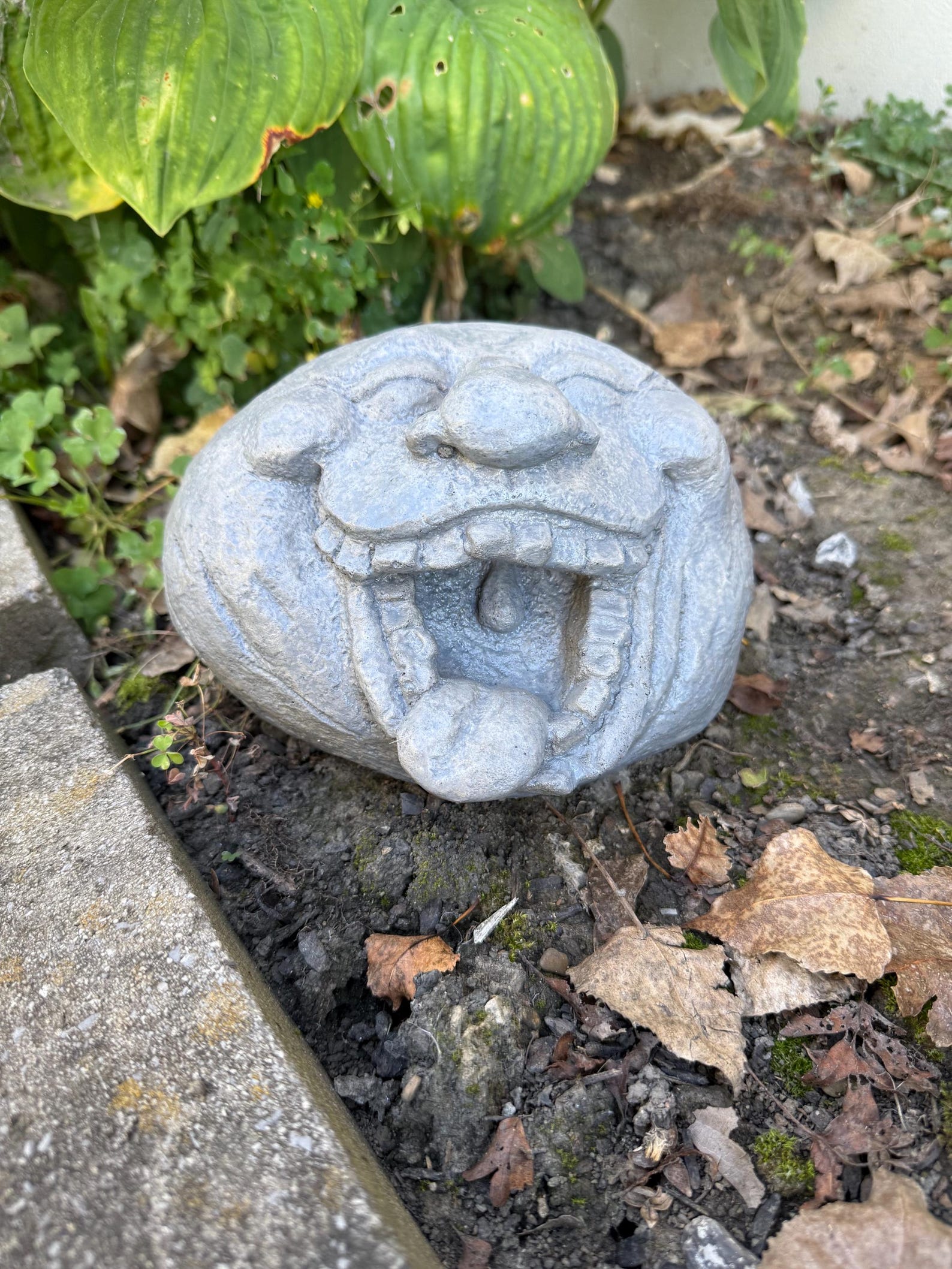 Laughing Gray Rock Face: Concrete Garden Decor Statue - Etsy