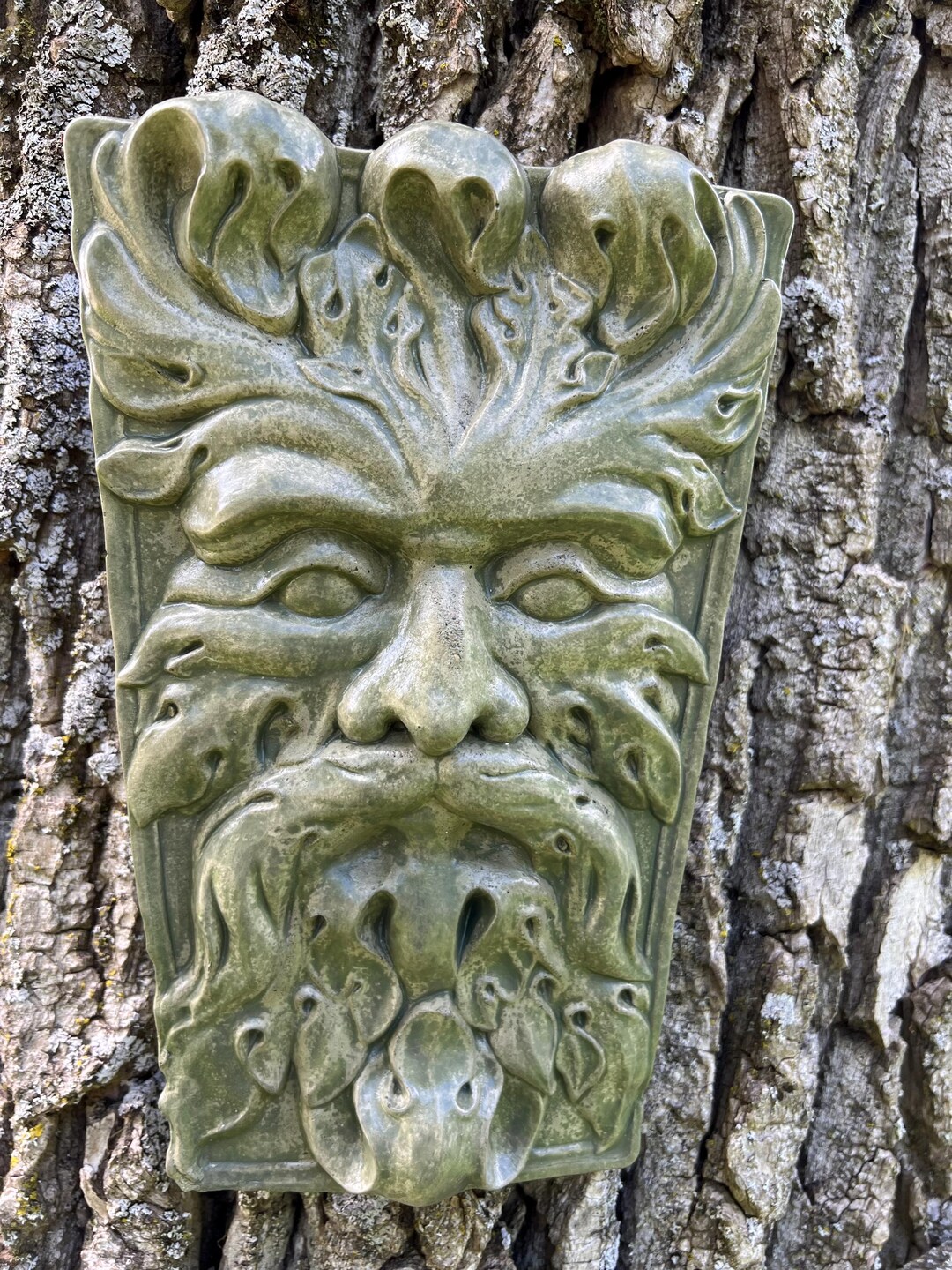 Taper Green Man Face Plaque Garden Decor Green Man , Leaf Man Gothic ...