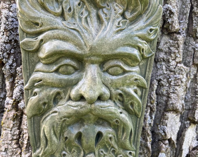 Green Man Face Plaque: Tapered Concrete Garden Decor - Etsy