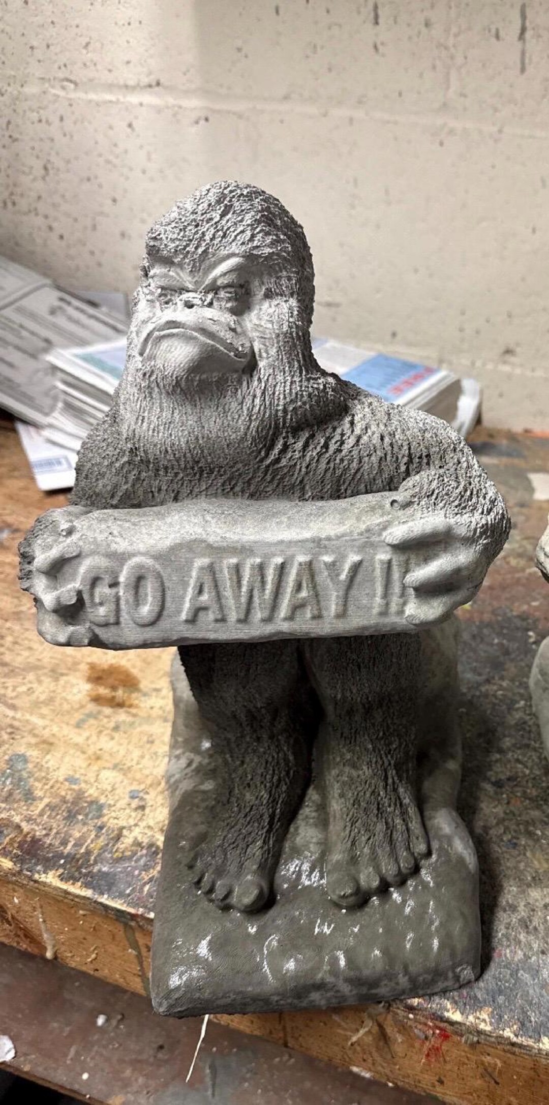 Bigfoot, Sasquatch, Garden Decor, Concrete Garden Item,go Away - Etsy