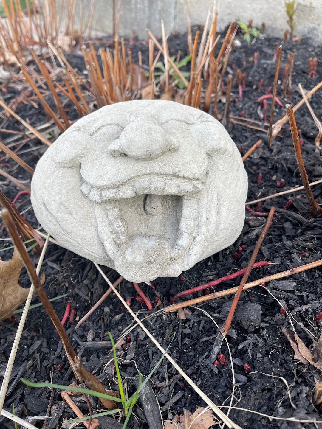 Laughing Rock Face: Concrete Garden Decor Statue - Etsy