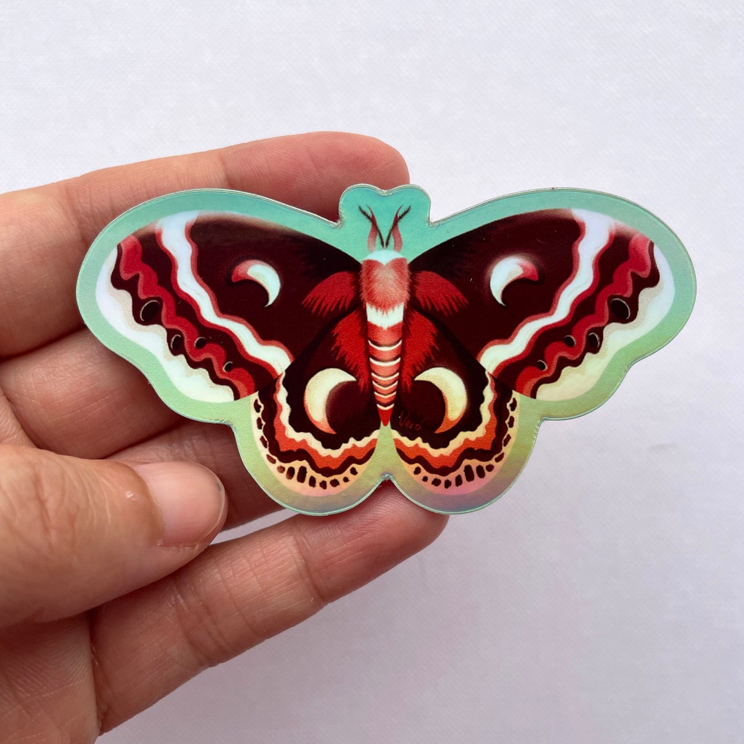 Moonlight Moth Holographic Sticker - Etsy