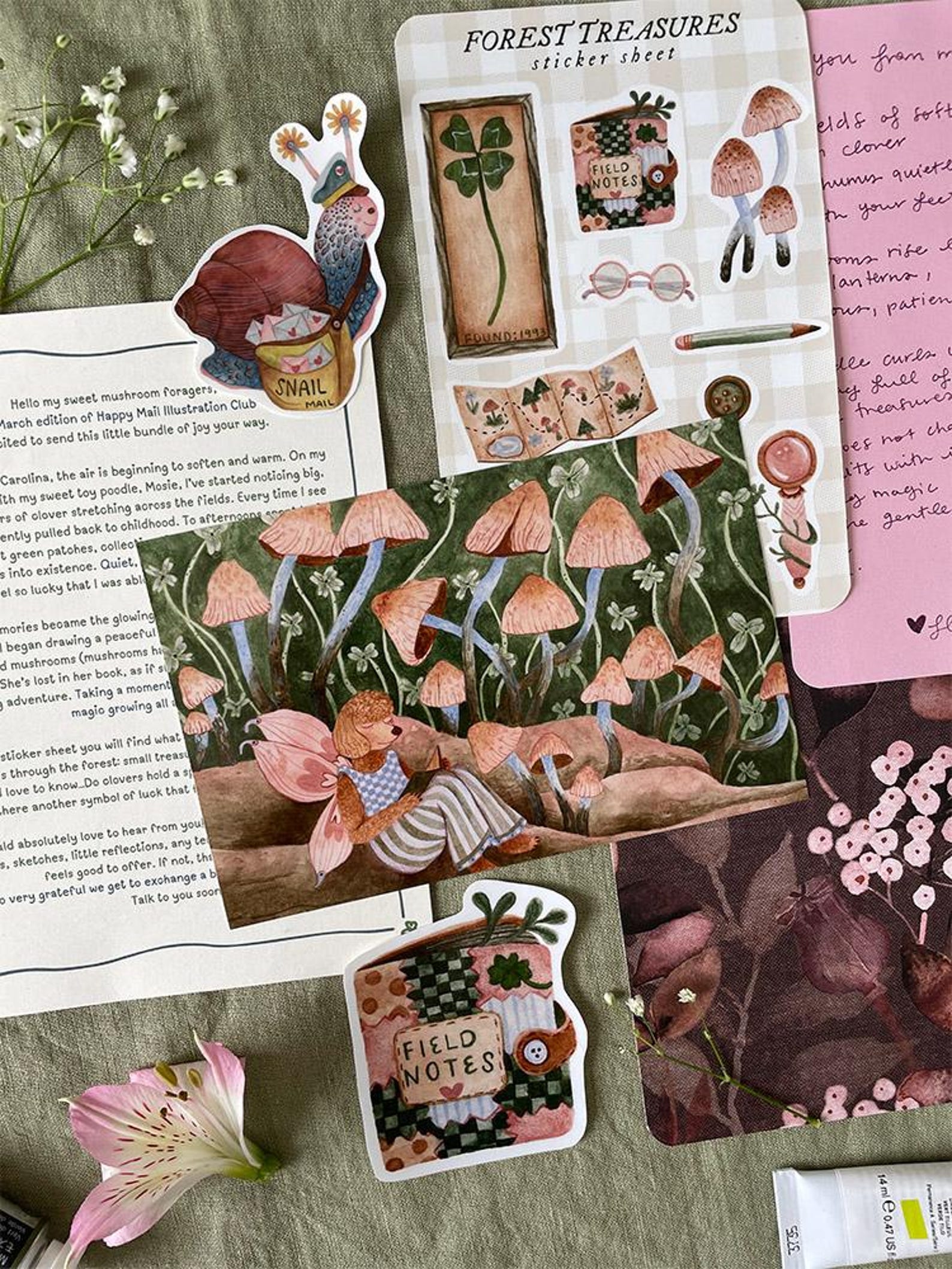 Monthly Snail Mail Art Print & Sticker Happy Mail Subscription Box - Etsy