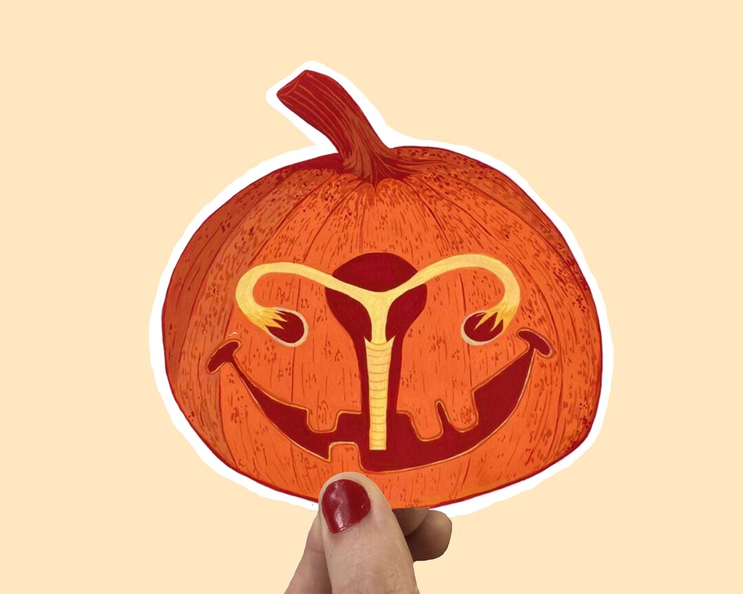 Pumpkin Uterus Halloween Feminist Sticker Vagina Art - Etsy