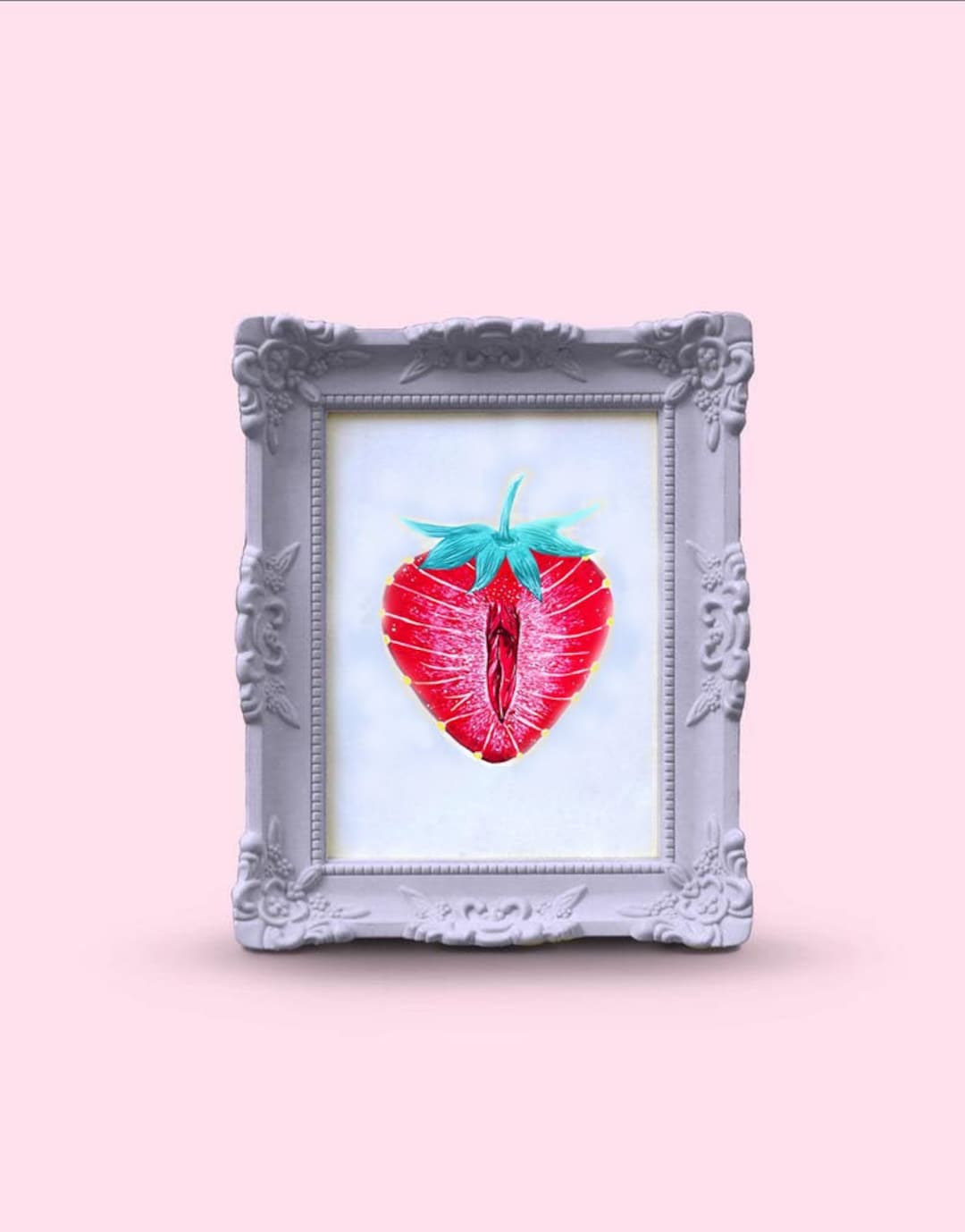 Strawberry Feminist Art Print Yoni Watercolor Gouache Colorful Wall ...