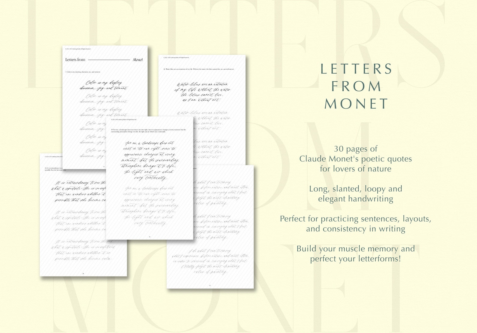 Monet Inspired Modern Calligraphy Traceable Workbook Write - Etsy