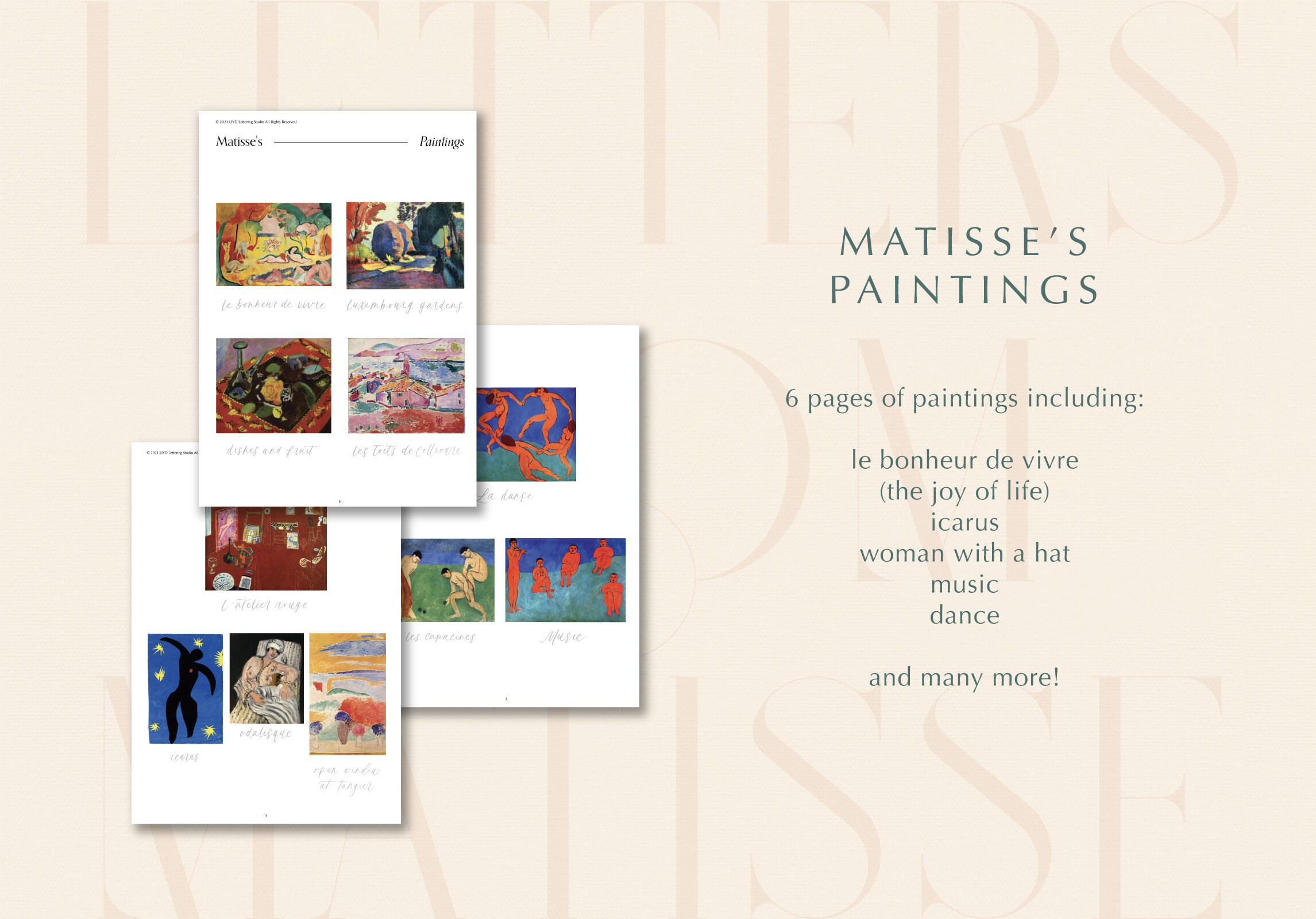 Matisse Inspired Modern Calligraphy Traceable Workbook Write | Etsy