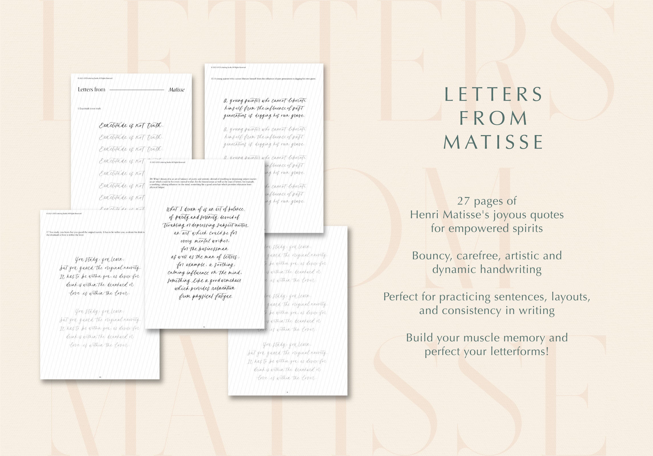 Matisse Inspired Modern Calligraphy Traceable Workbook Write | Etsy