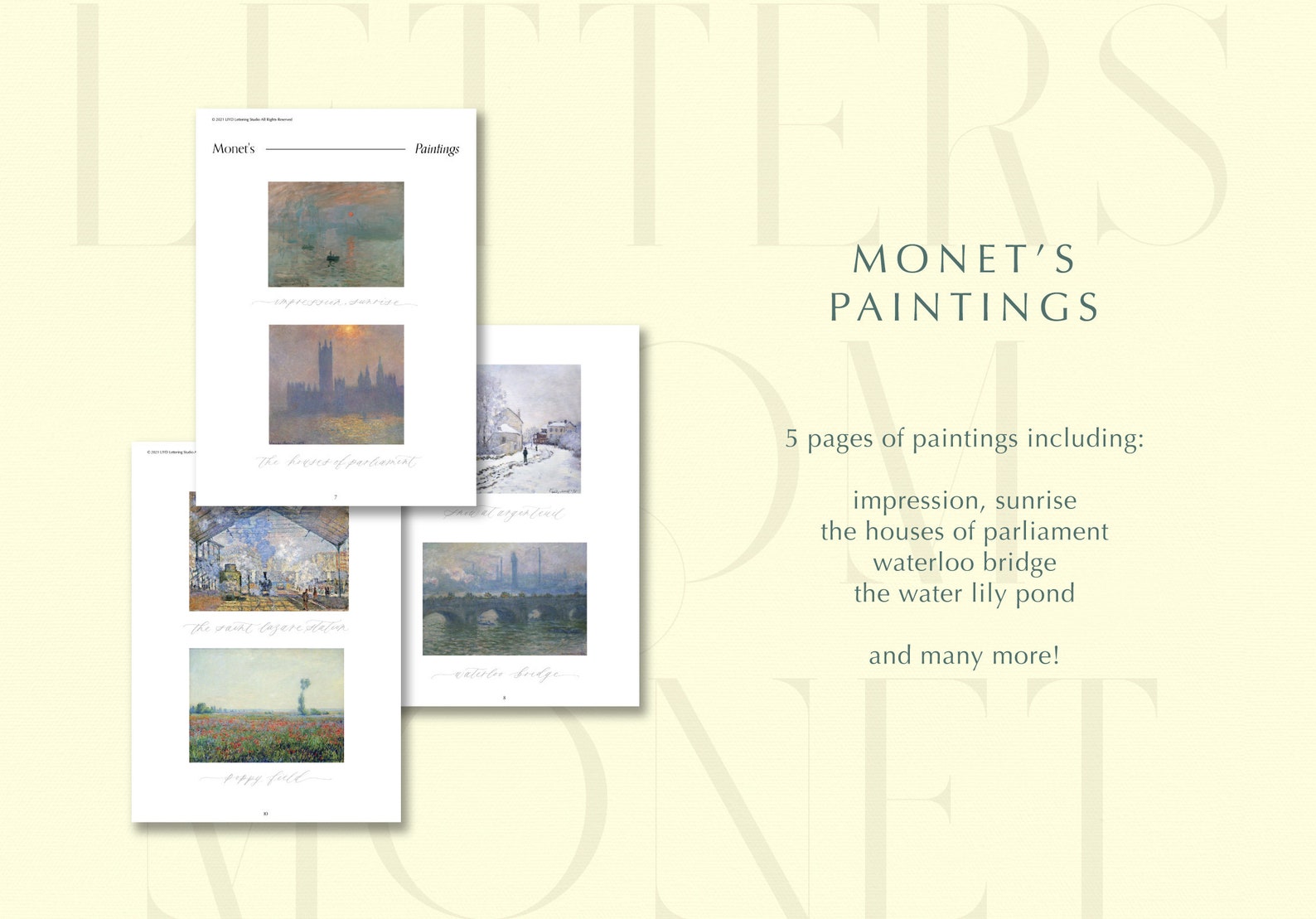 Monet Inspired Modern Calligraphy Traceable Workbook Write - Etsy