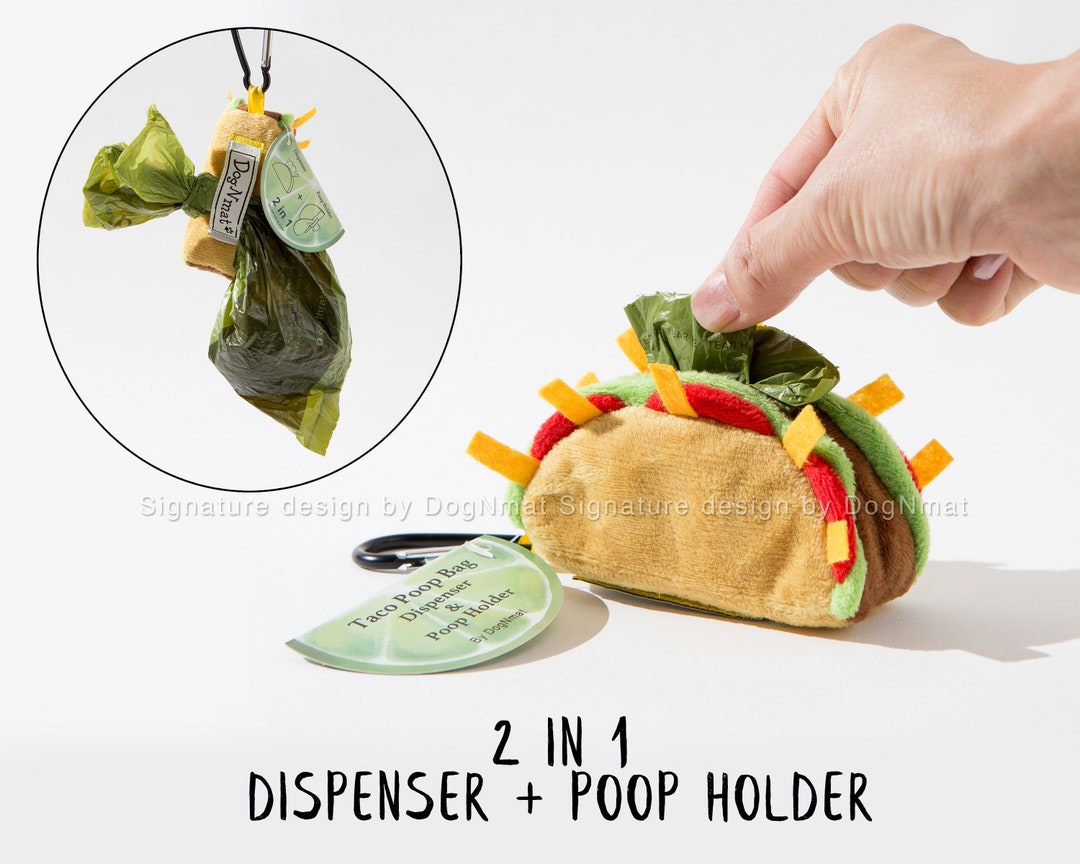 Taco Poop Bag Dispenser and Poop Holder - 2 in 1 Waste Bag Dispenser ...
