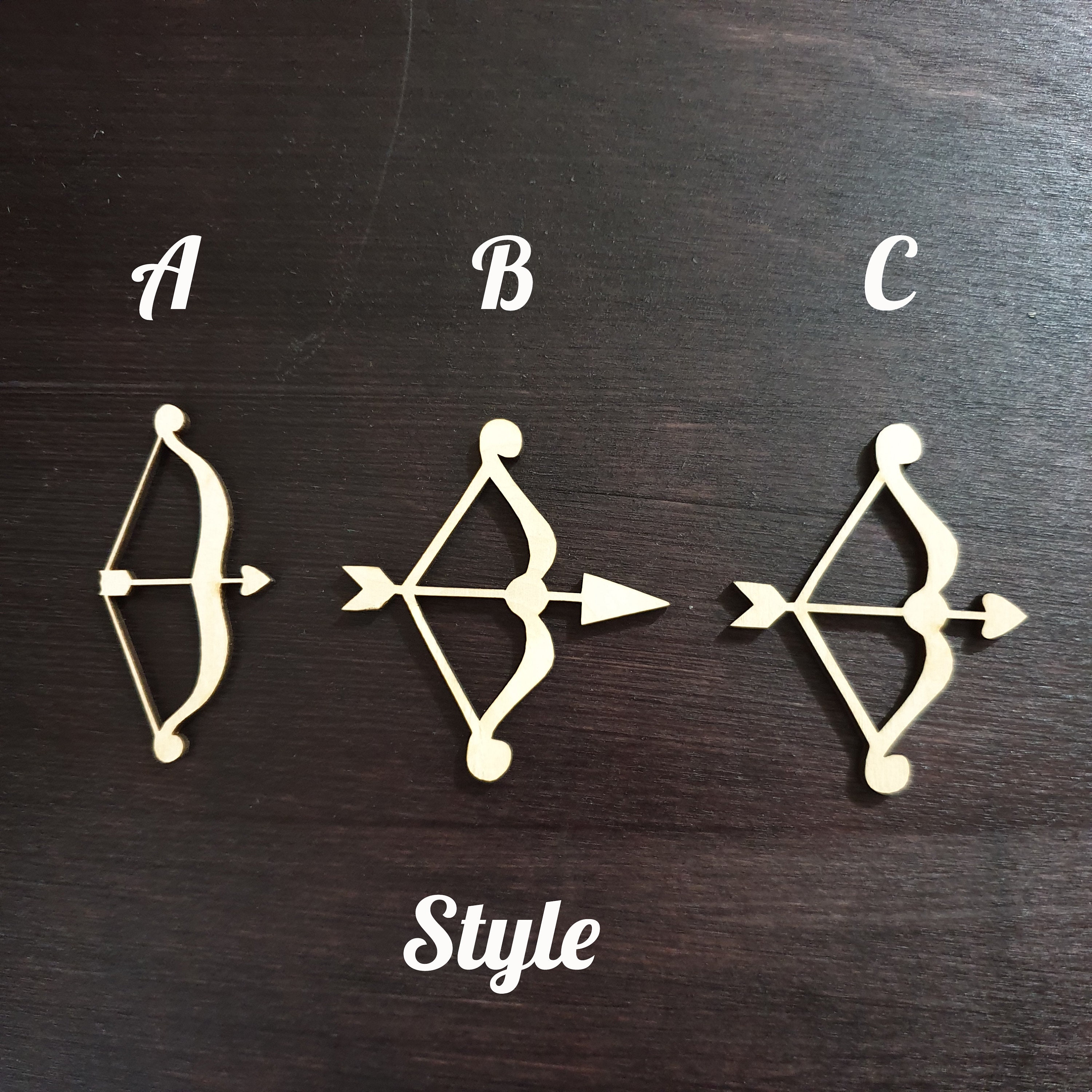 10 Archery Bow Shape, Bow and Arrow Wood Laser Cutout, Recurve Bow Wood ...